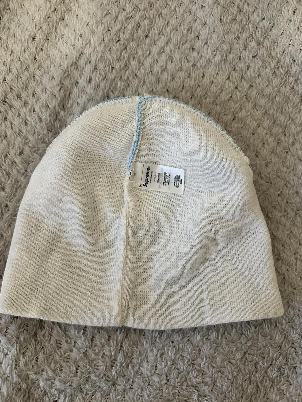 Supreme white beanie skully hat - Depop