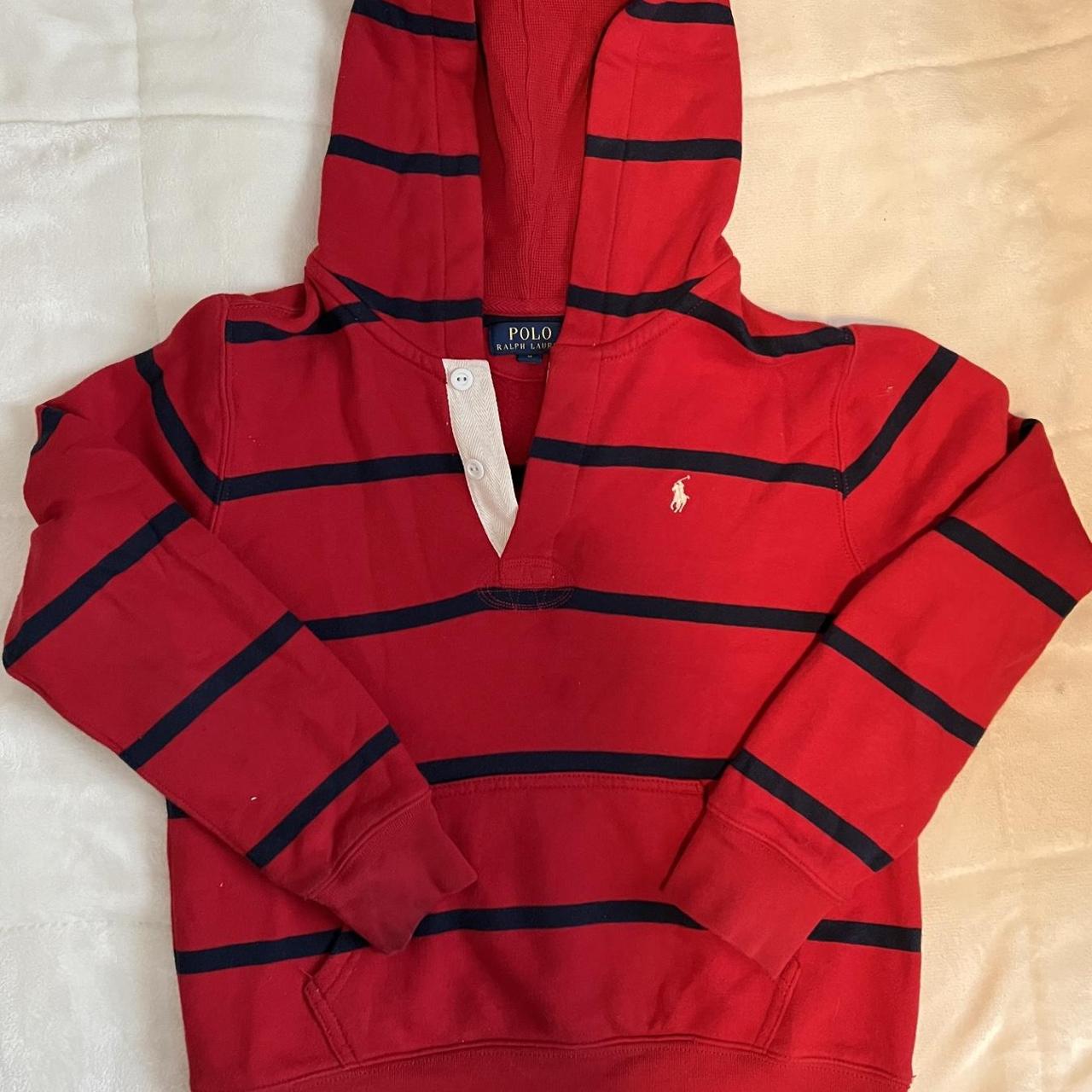 Red and black striped Polo Ralph Lauren hoodie | Depop