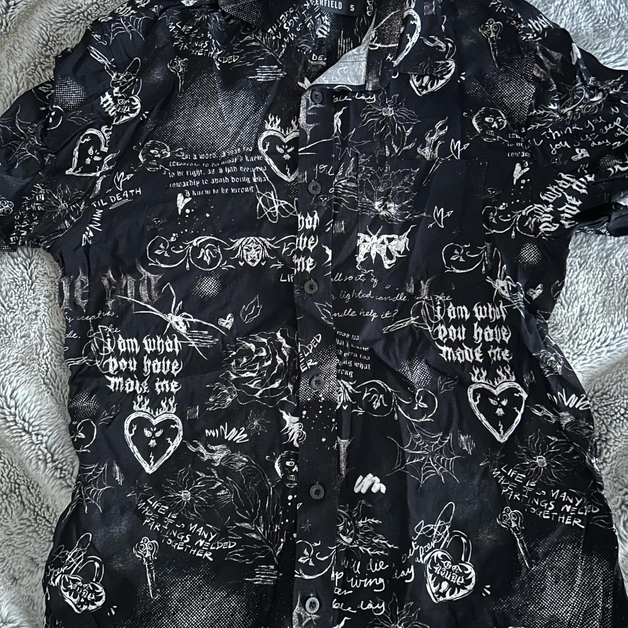 Black and white gothic button-up shirt please use... | Depop