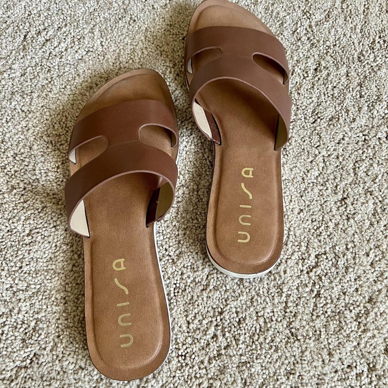 Brown Unisa sandals/slides. Padded sole, size 9M - Depop