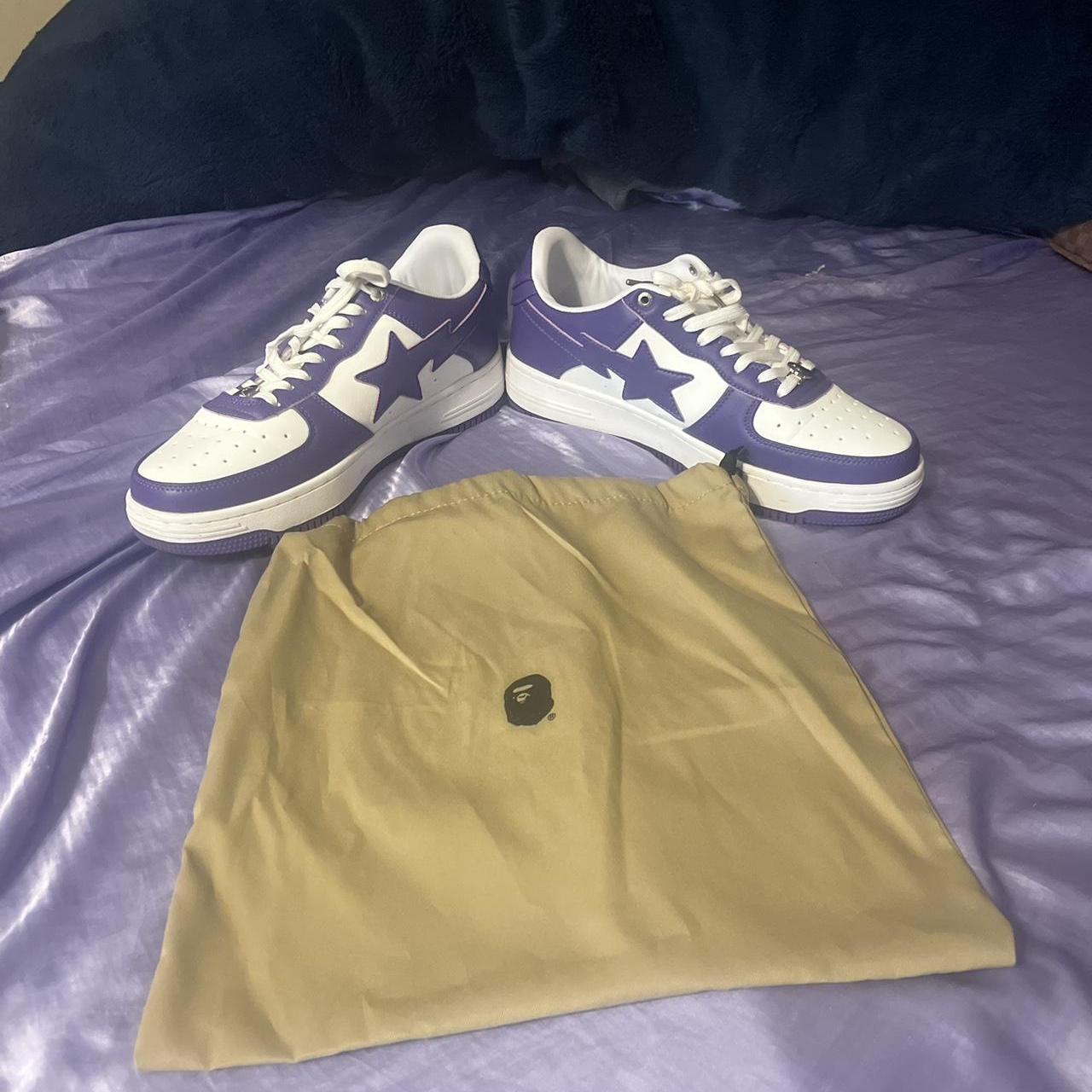 A Bathing Ape BAPESTAS Color: Purple and White Size:... | Depop