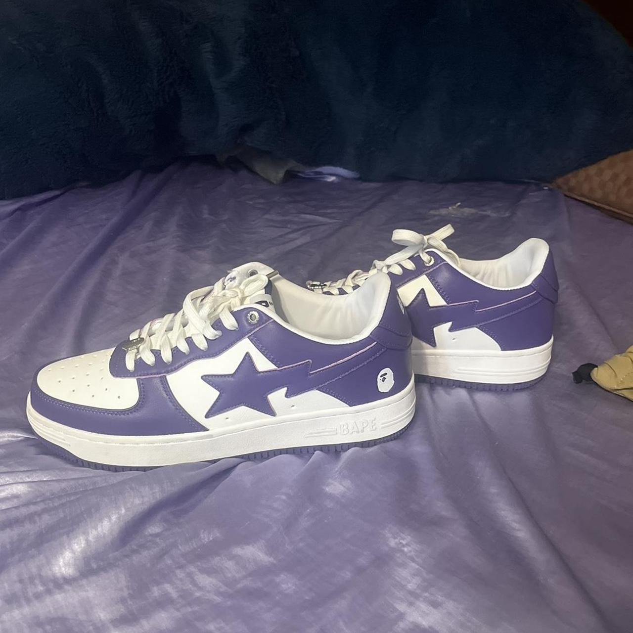 A Bathing Ape BAPESTAS Color: Purple and White Size:... | Depop