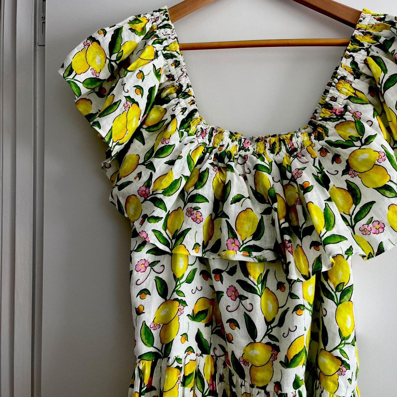 Palm Noosa Lemon Dress with ruffles. Size 14 BNWT... | Depop