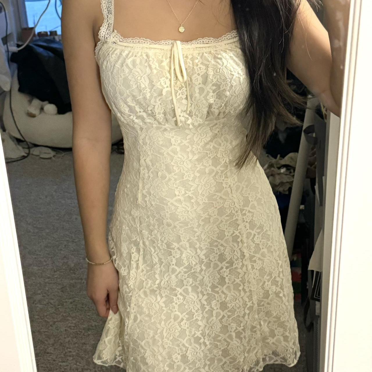 Cream lace mini dress - Forever 21 - like new -... | Depop