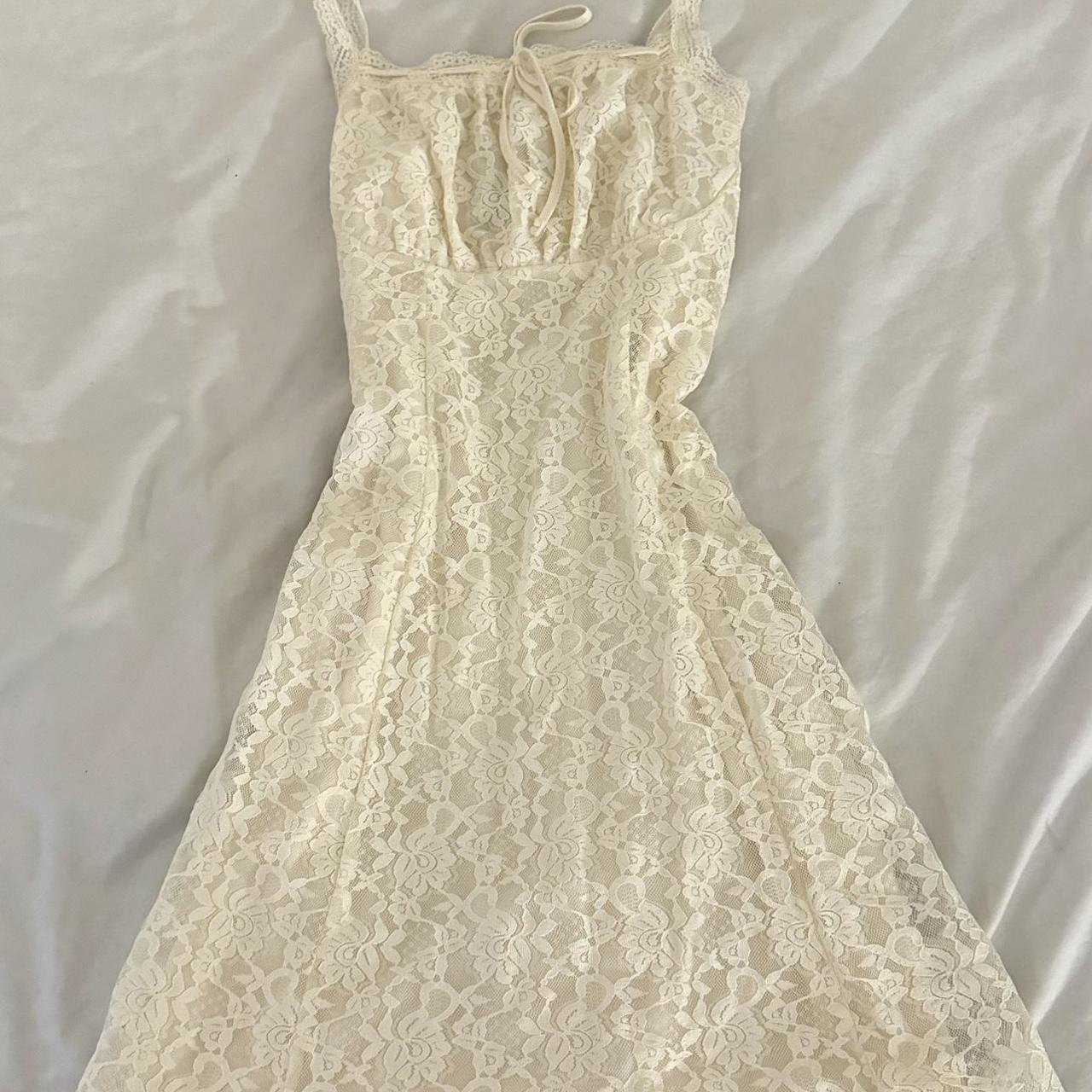 Cream lace mini dress - Forever 21 - like new -... | Depop