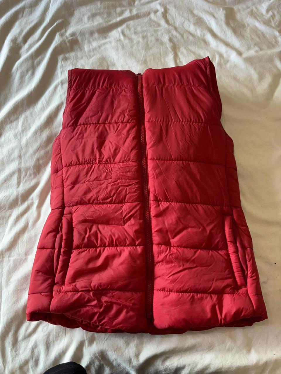red puffer vest! labelled size 8 - Depop