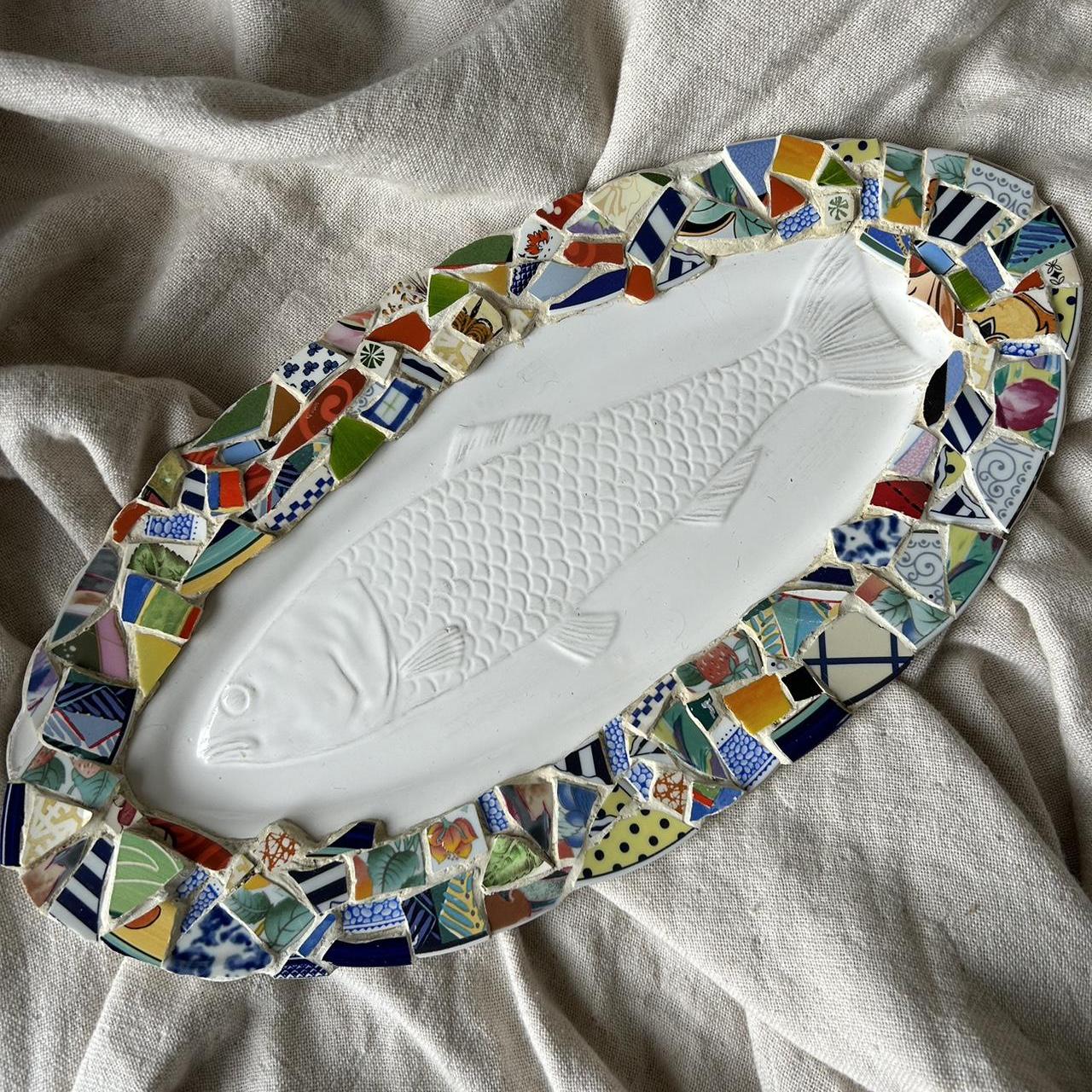 Large mosaic fish plate. Handmade. A unique piece... - Depop