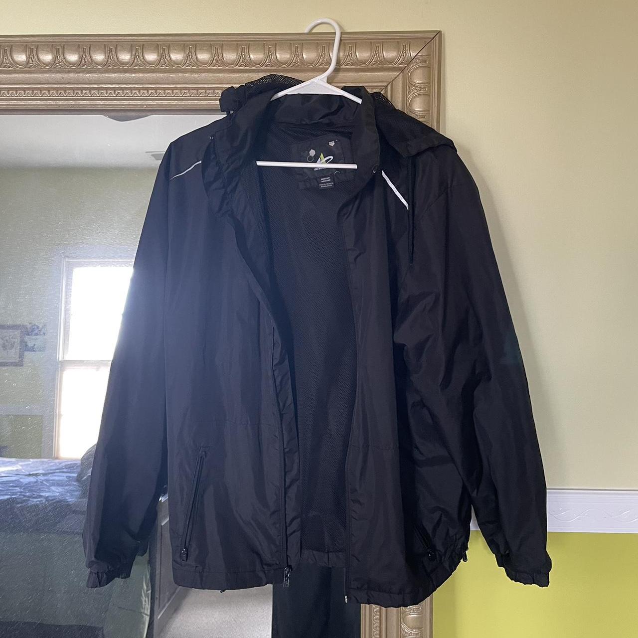 Black raincoat with mesh inner lining. Removable hood - Depop