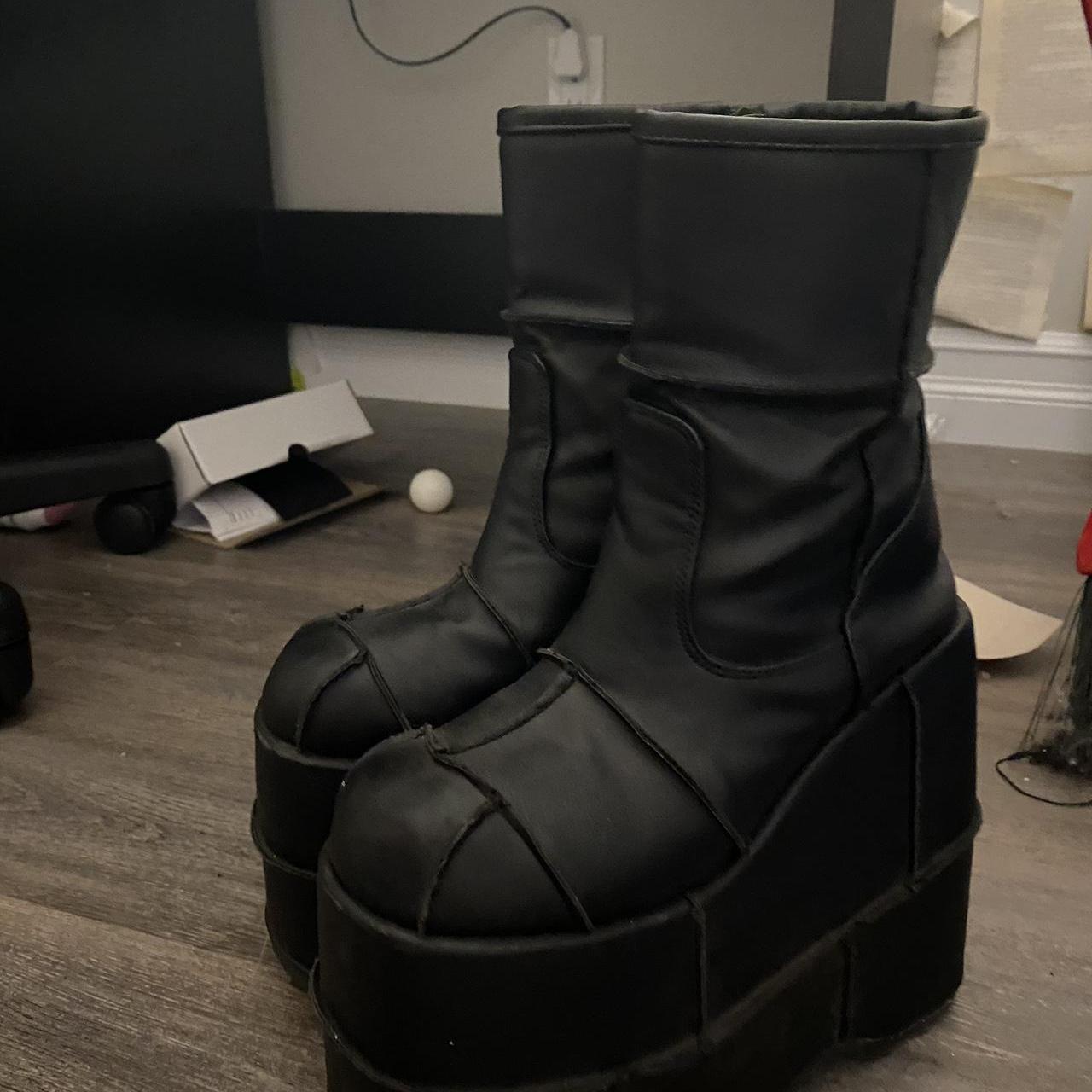 Black platform boots demonia stack 201 size women’s... | Depop