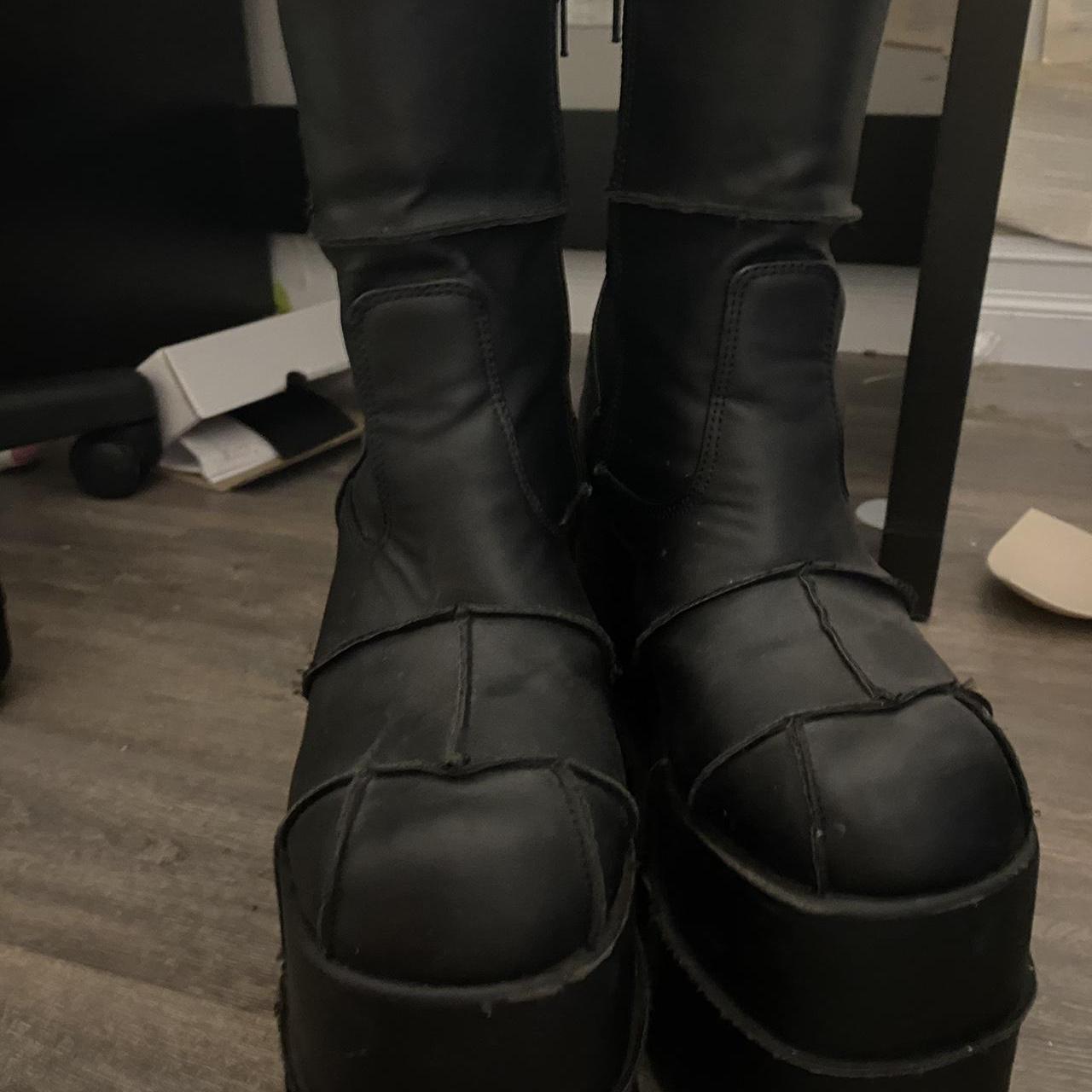 Black platform boots demonia stack 201 size women’s... | Depop