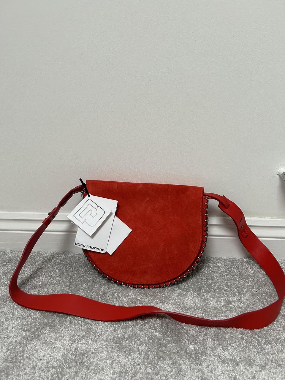 Pack Rabanne Red Leather Cross Body Bag New with... - Depop