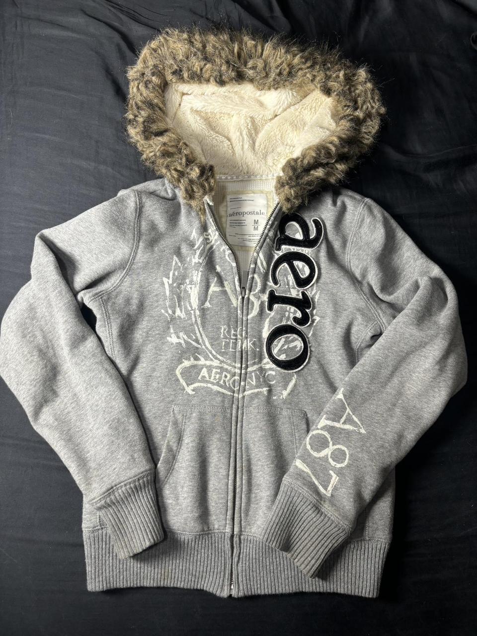 Early 2000s original Aeropostale zip-up hoodie with... - Depop