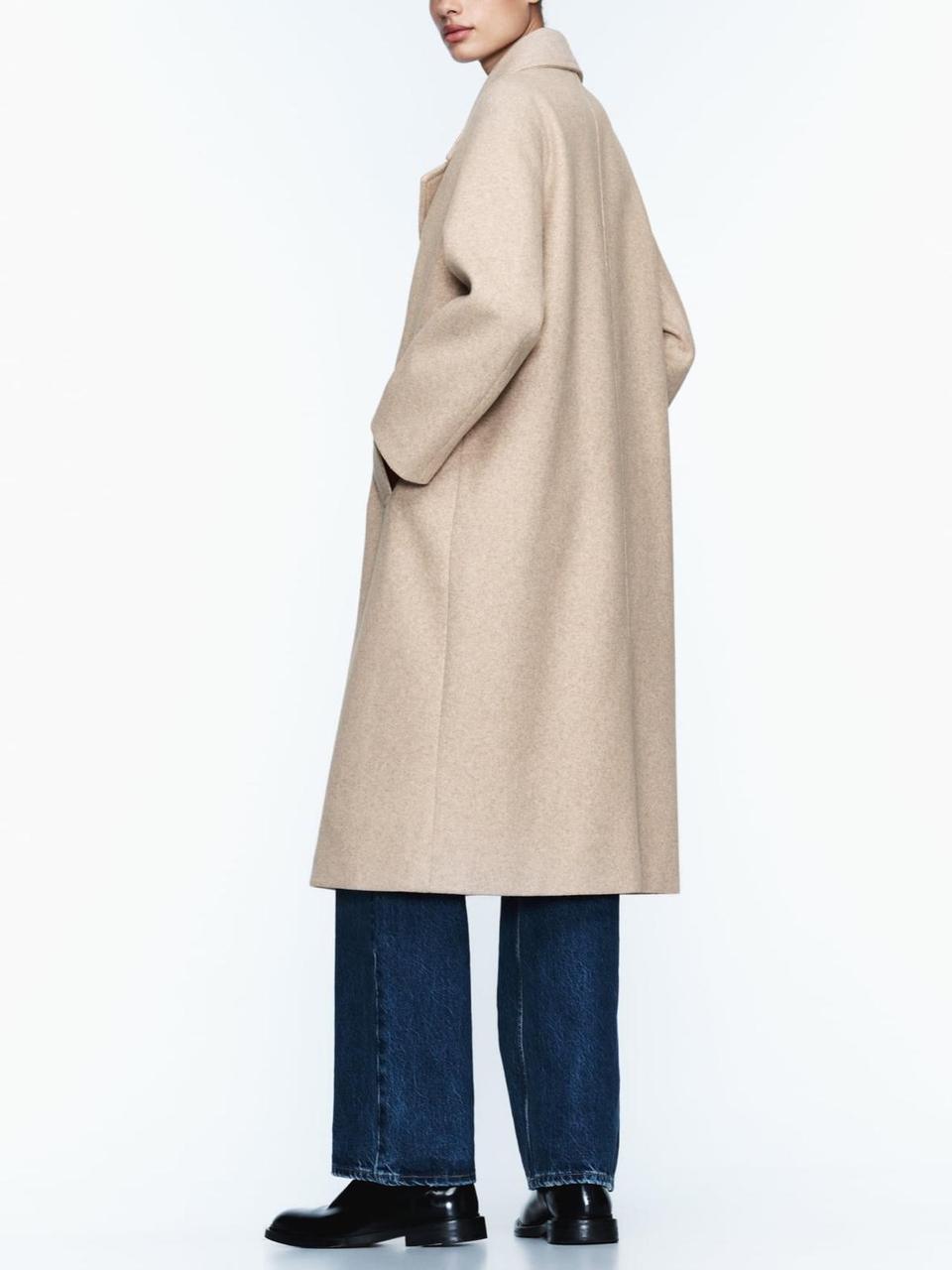 Zara soft beige oversized coat Size S Worn a few... - Depop