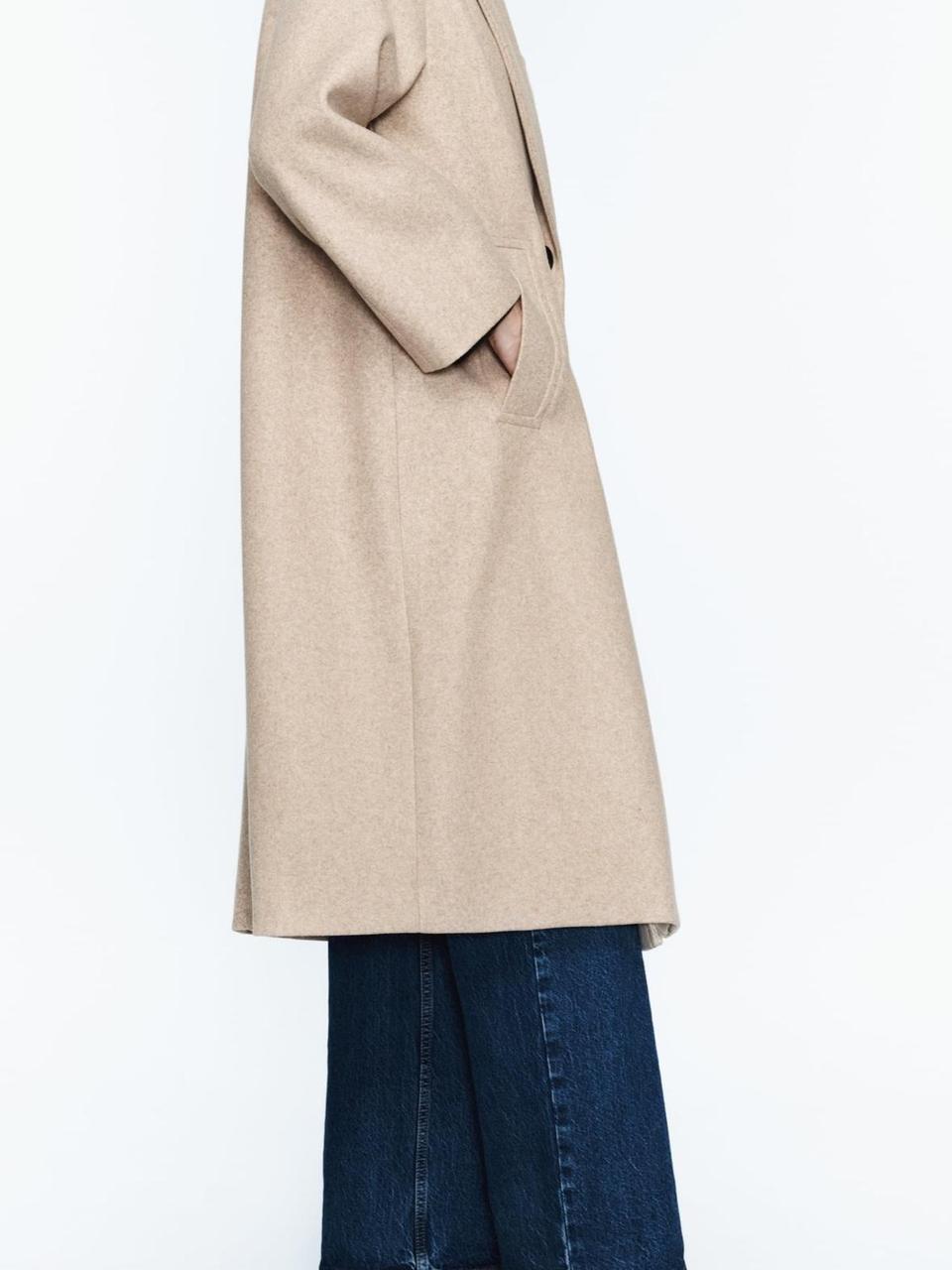 Zara soft beige oversized coat Size S Worn a few... - Depop
