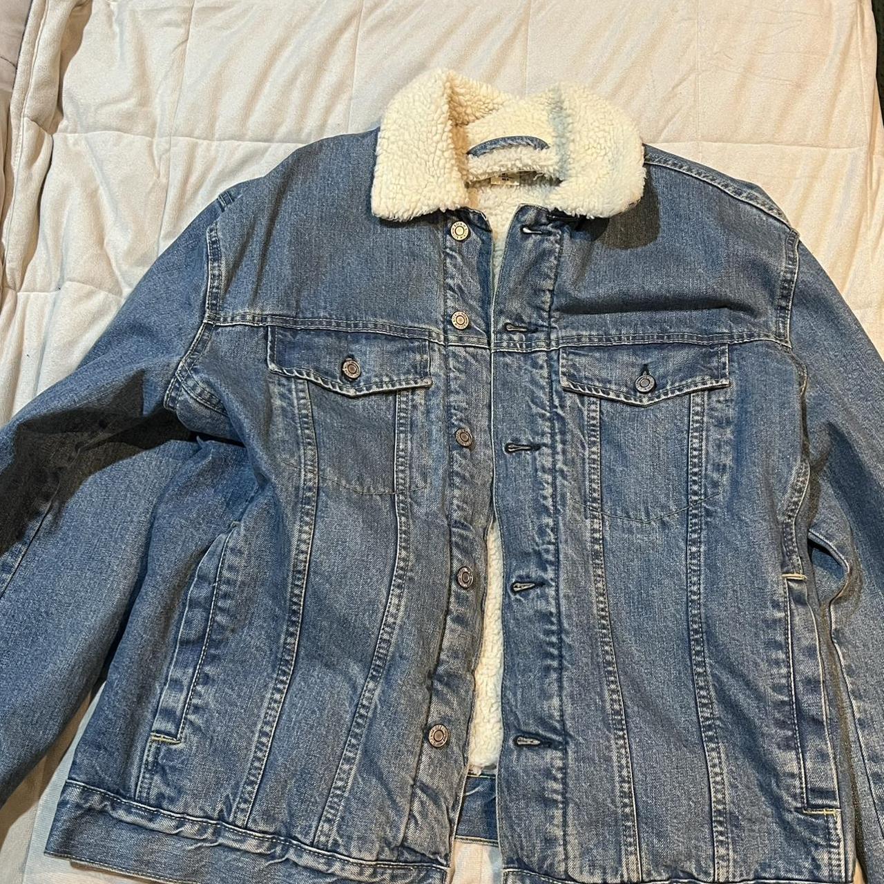 Large H&M LOGG Trucker Jacket in denim with Sherpa... | Depop