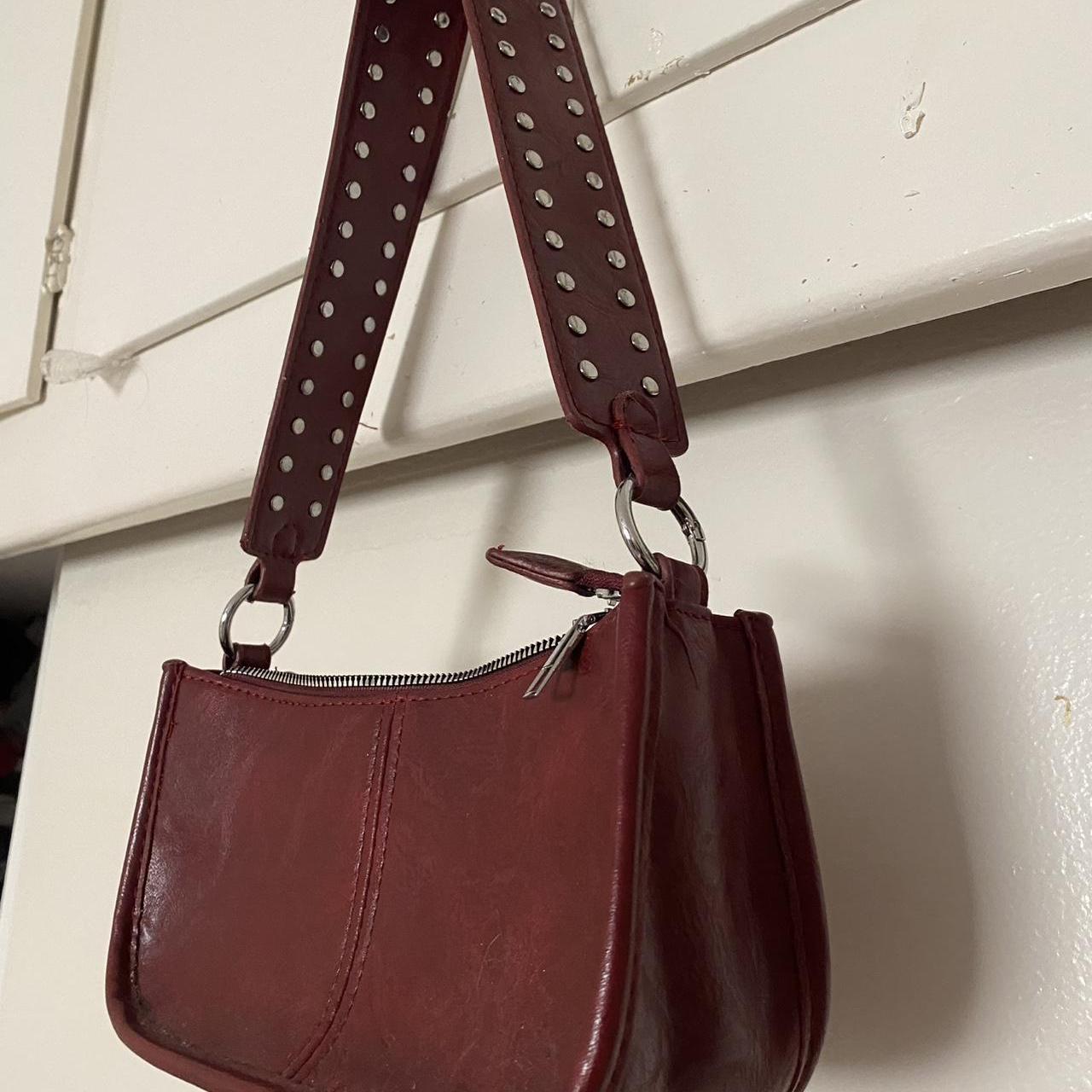 Red faux leather studded purse #purse #studs... | Depop