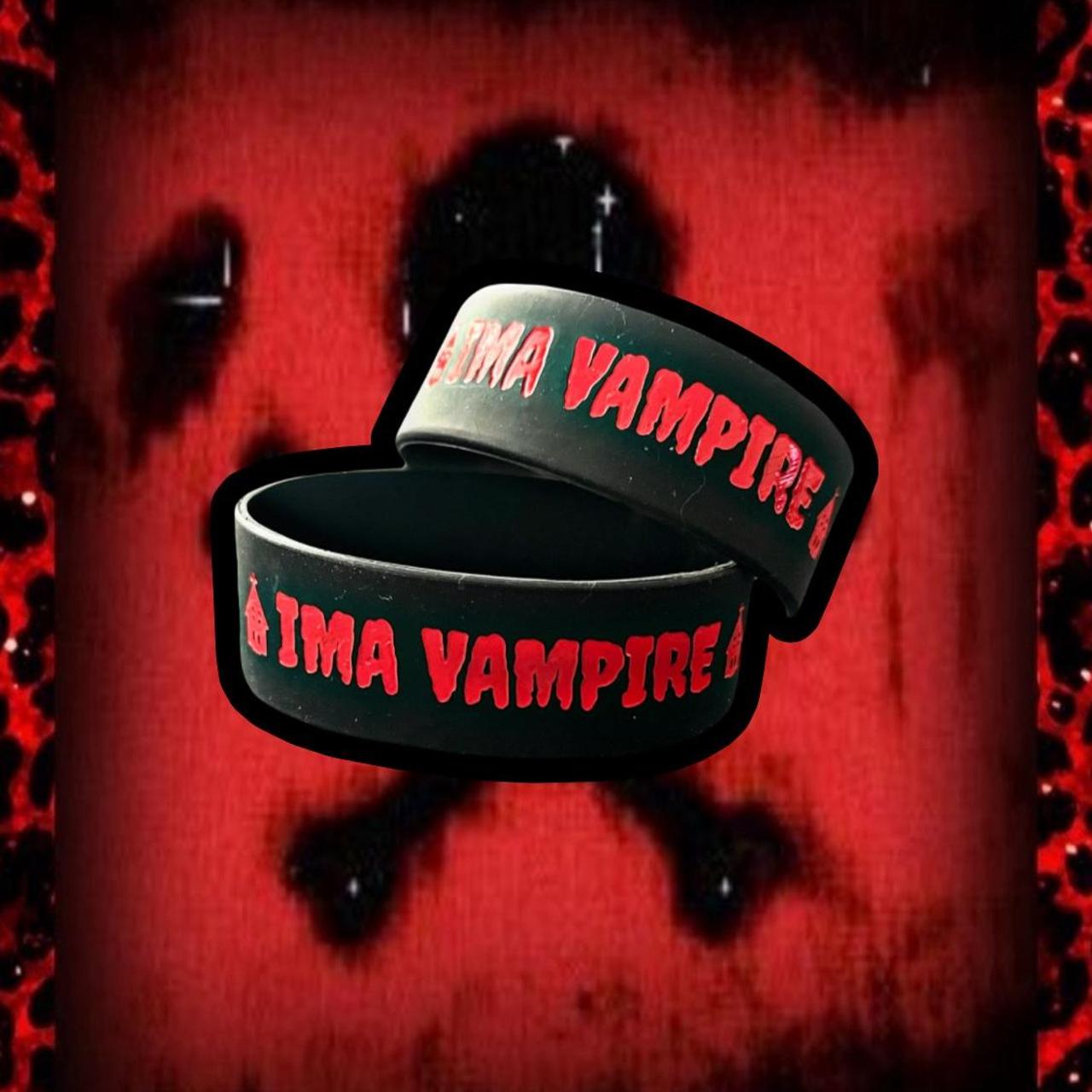 Black and red silicone text wristband #goth #emo... | Depop