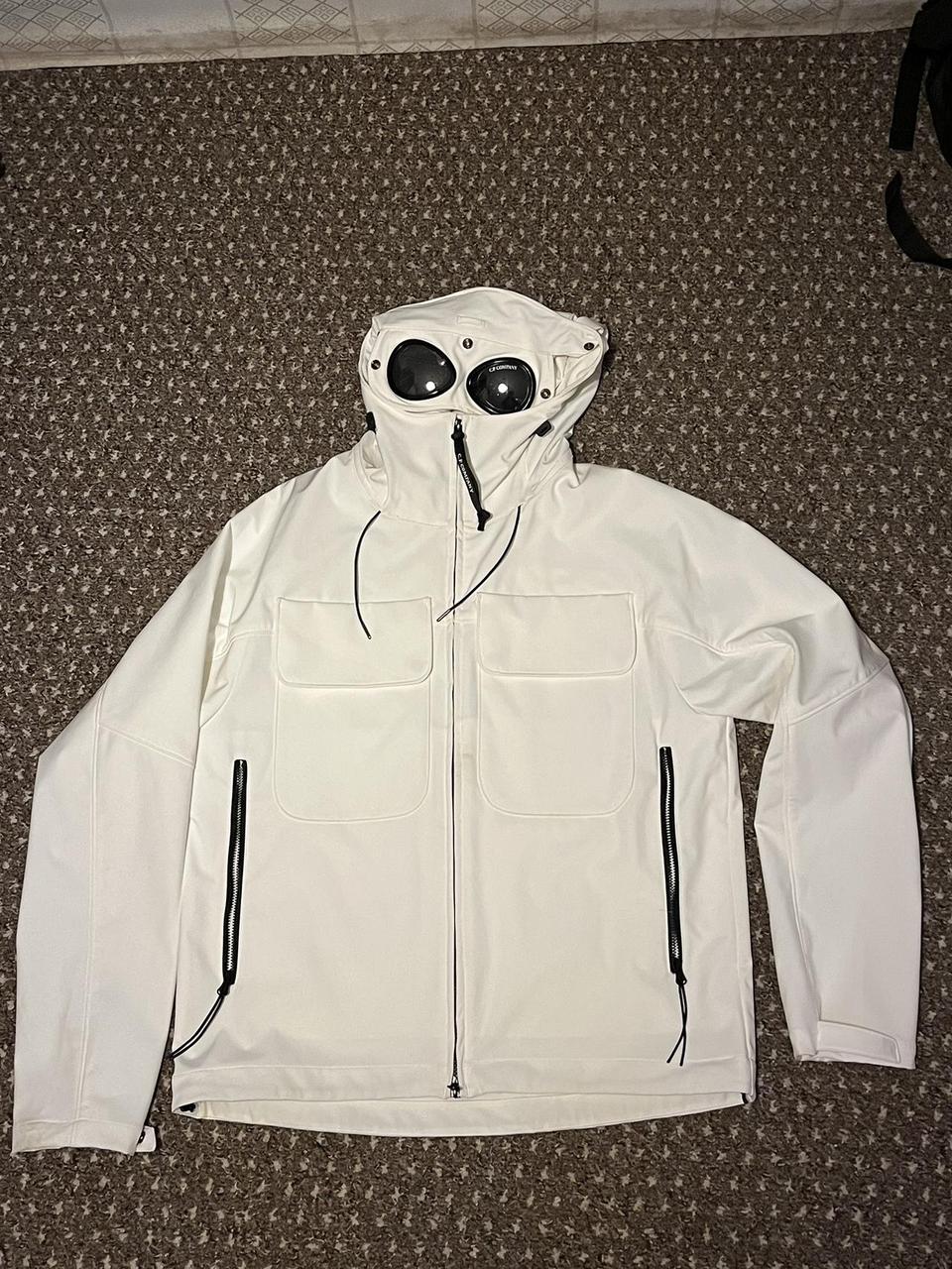 White Cp company soft shell r goggle jacket Mens... - Depop
