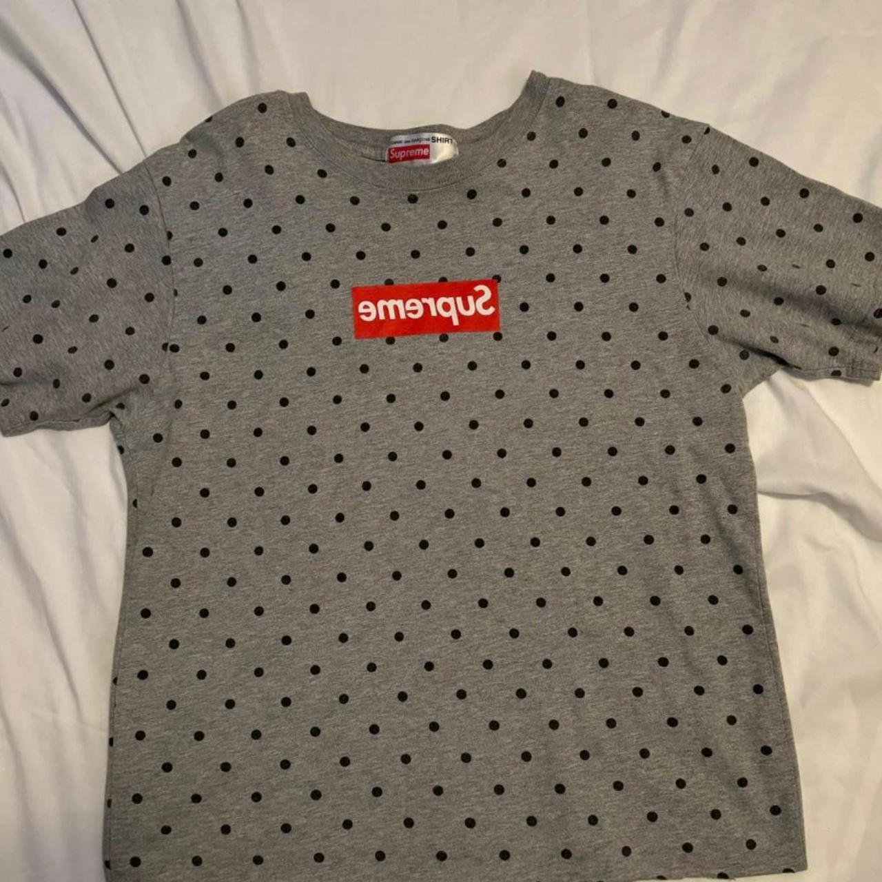 Backwards box logo polka dot Supreme t-shirt... | Depop