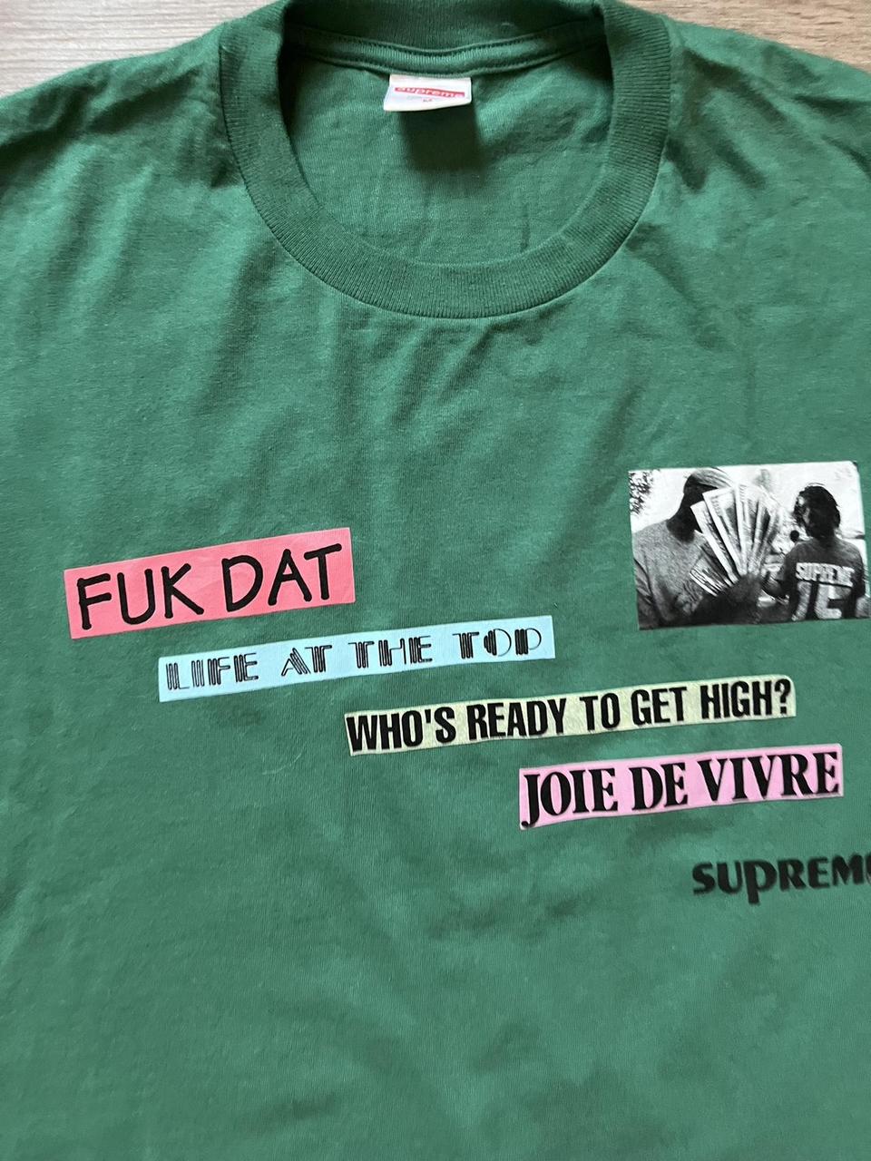 Fuk Dat supreme tee Green Large Never... - Depop