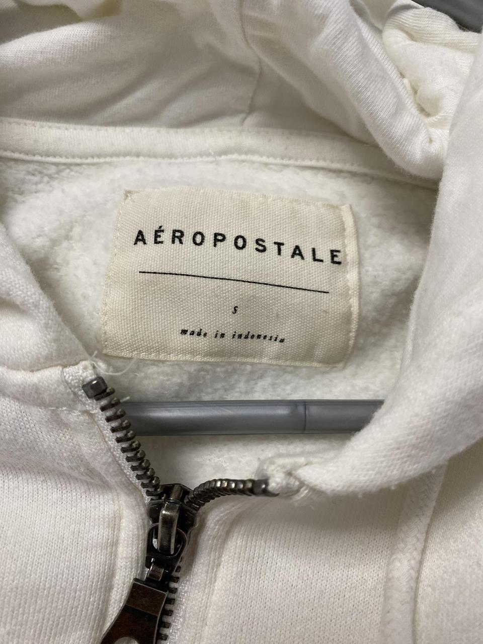 white aeropostale zip up hoodie. worn once no flaws... - Depop