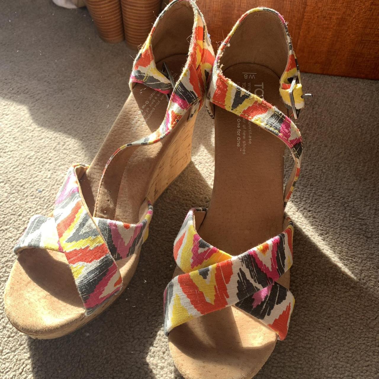 Toms colourful wedges Wide fit Super comfy Never... - Depop