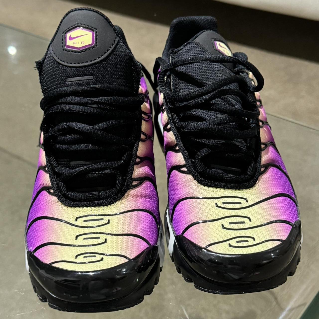 purple black and yellow nike tns womens size 7 worn... - Depop