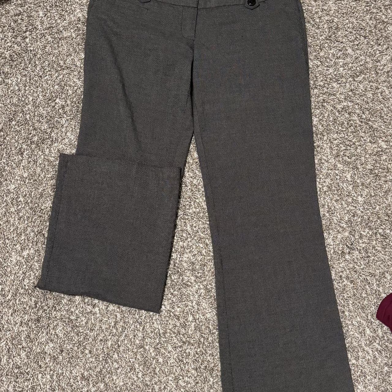 Grey low-rise flared slacks #office #lowrise... | Depop