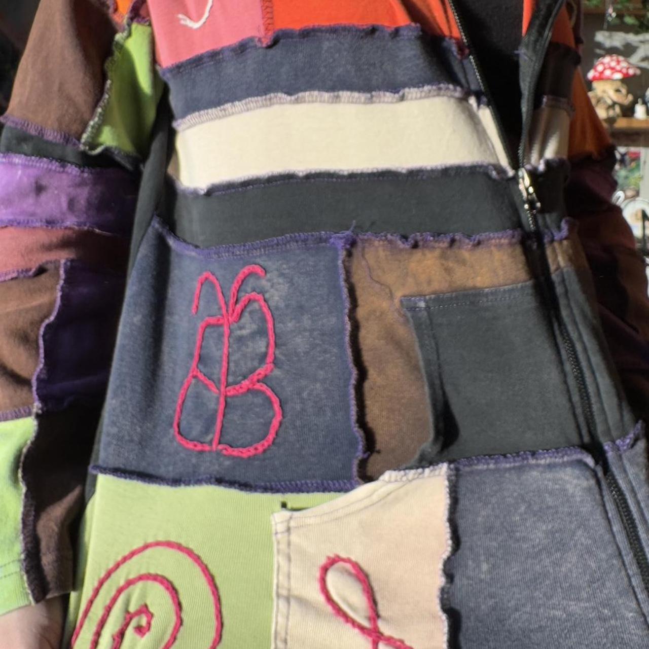 Unique patchwork zip-up jacket with hippie vibes... | Depop