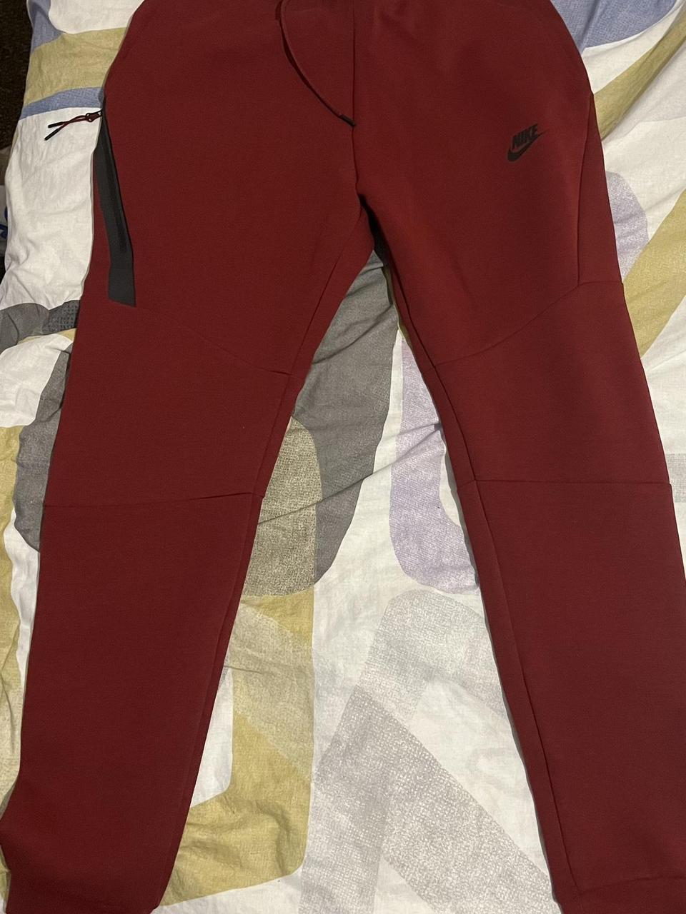 old season nike tech fleece dark red joggers, Never... - Depop