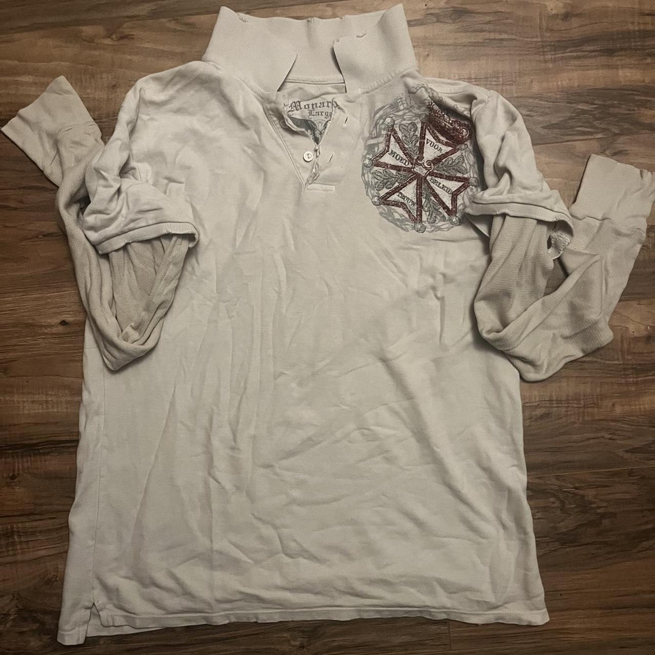 double layered polo anarchy shirt size large good... - Depop