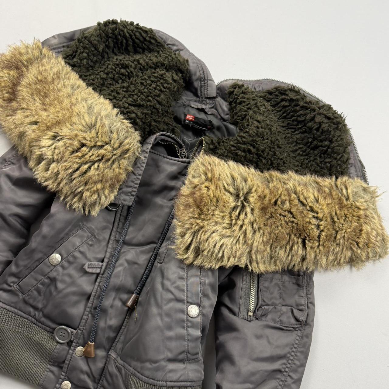 2000s Vintage Diesel grey split hood n2-b flight... | Depop