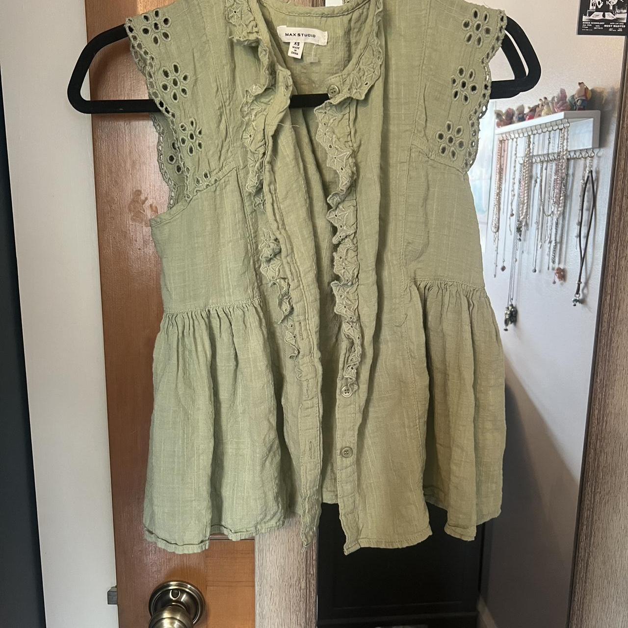 Sage green frilly vest Super duper cute and... | Depop