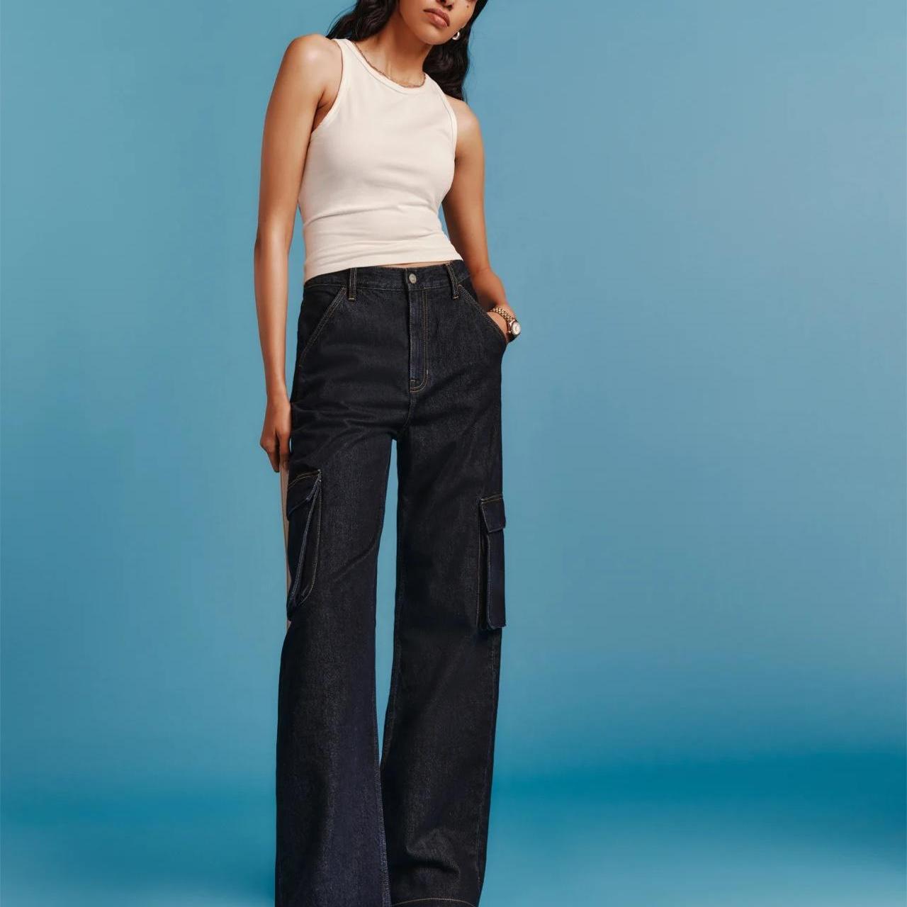 Reformation wilder high rise dark wash cargo high... - Depop