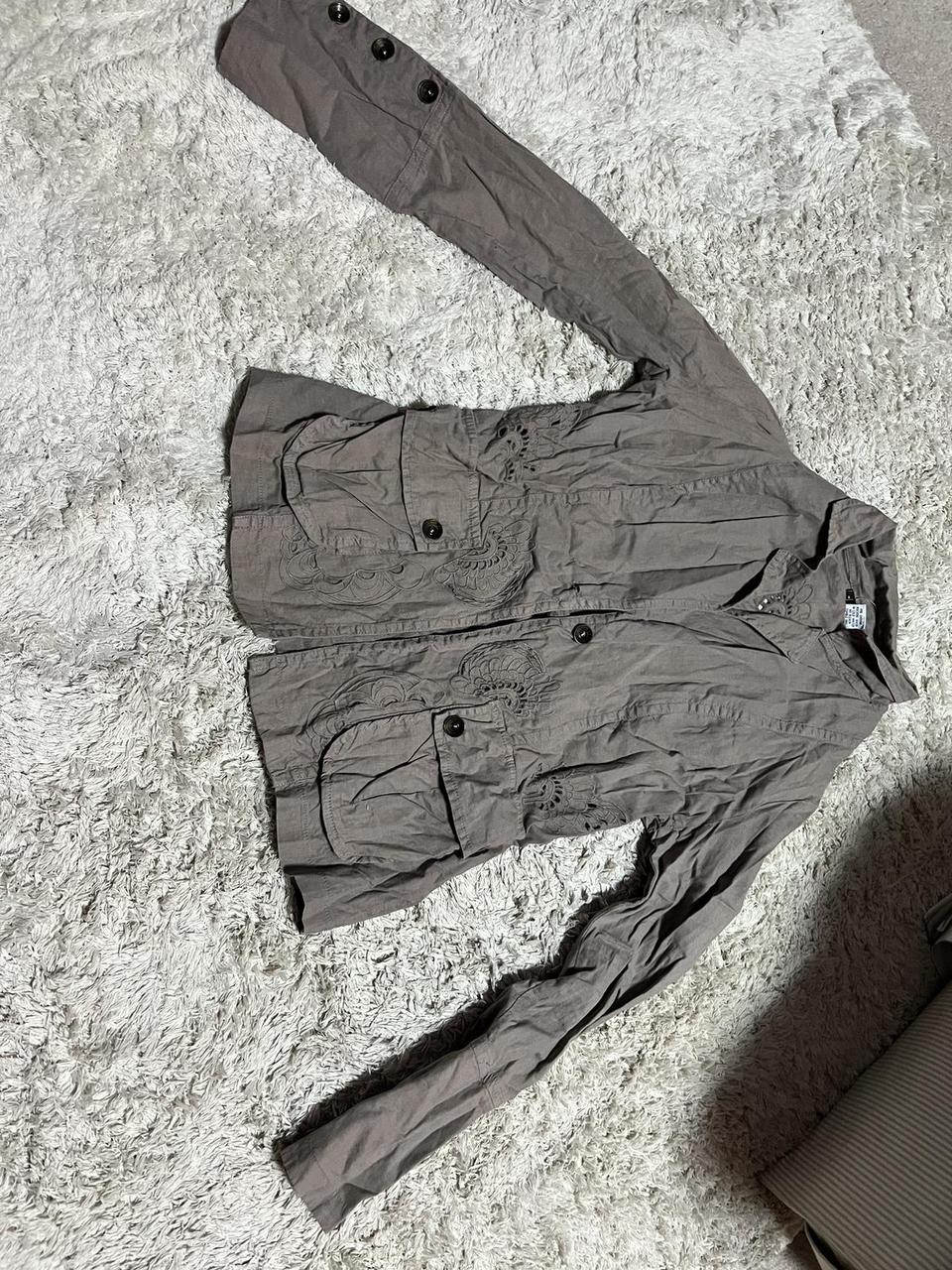 2000s muddy grey jacket #preppy #academia #boho... - Depop