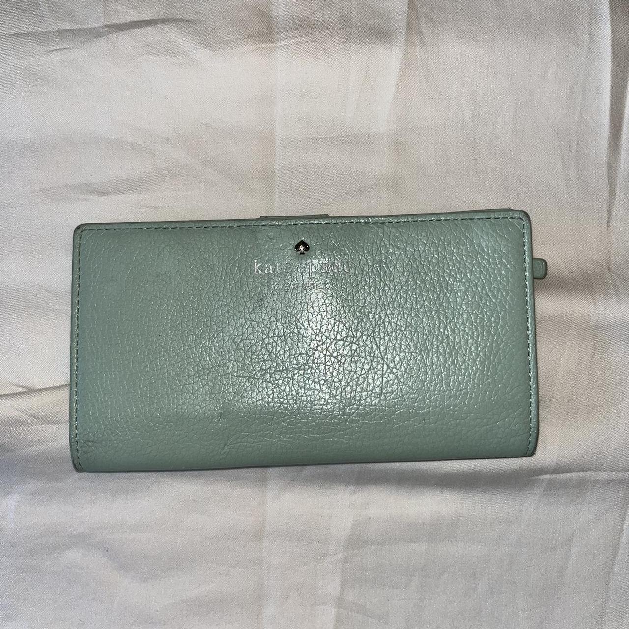 2000s Kate Spade New York green leather wallet... - Depop