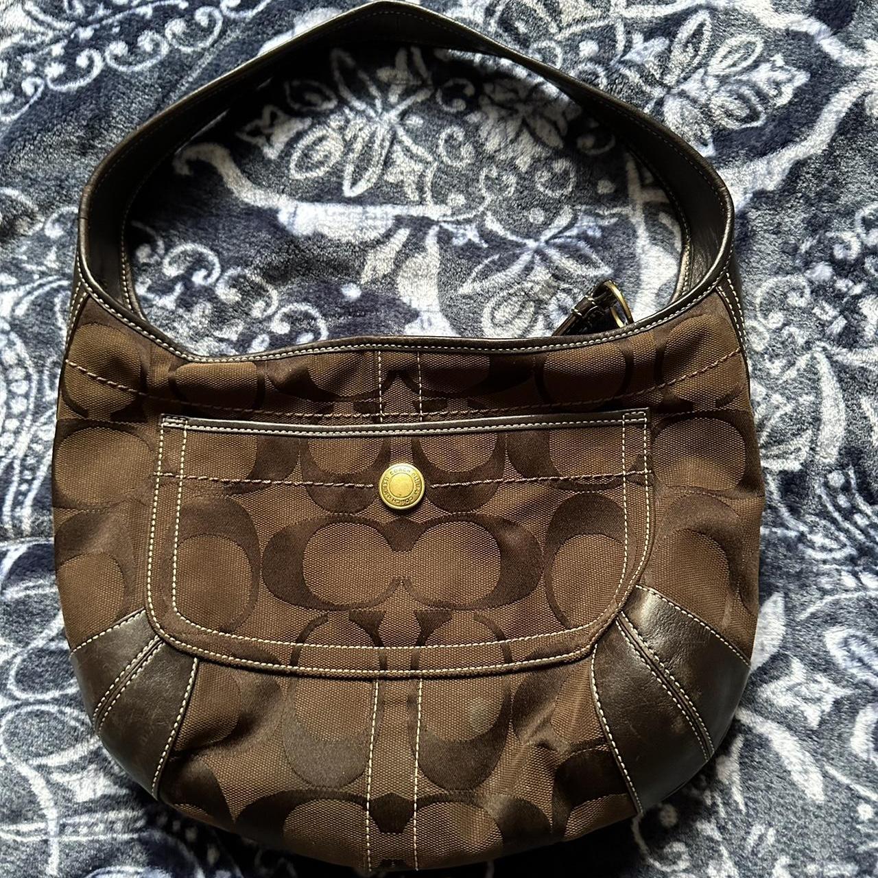 Coach Brown Monogram Shoulder Bag - Depop