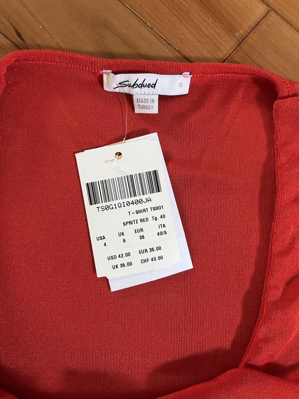 Subdued red shiny crossover twist long sleeve... - Depop