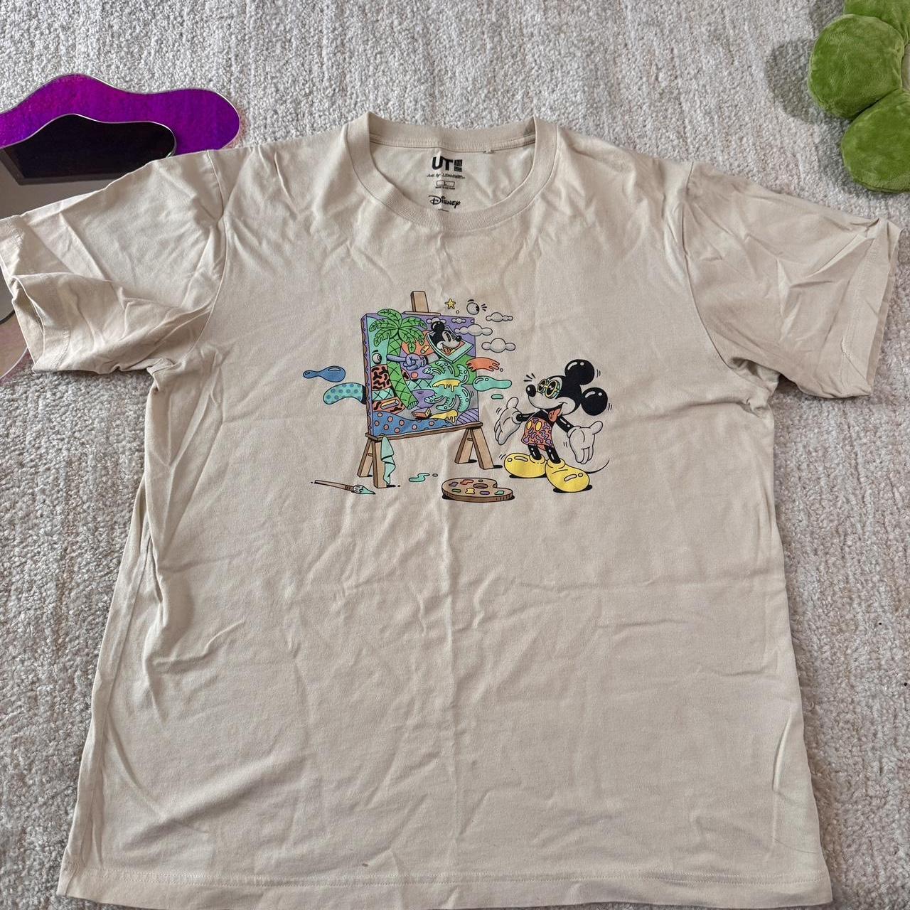 A stylish cream & tan Mickey Mouse tee perfect for... | Depop