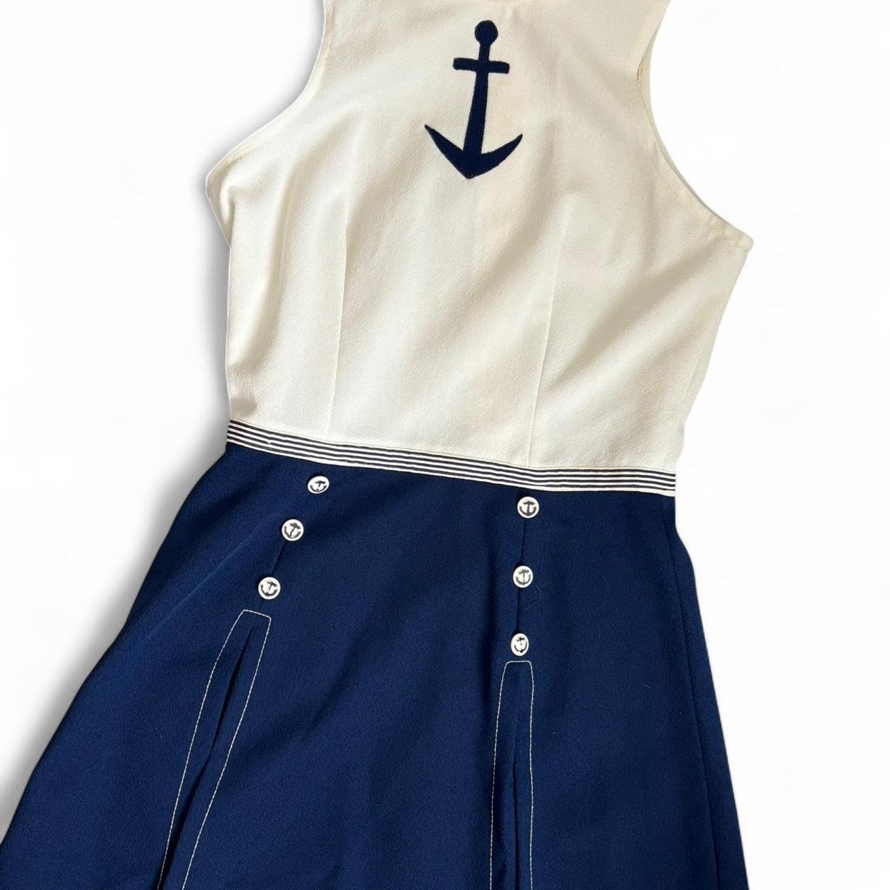 vintage sailor mini dress! nylon and polyester... | Depop