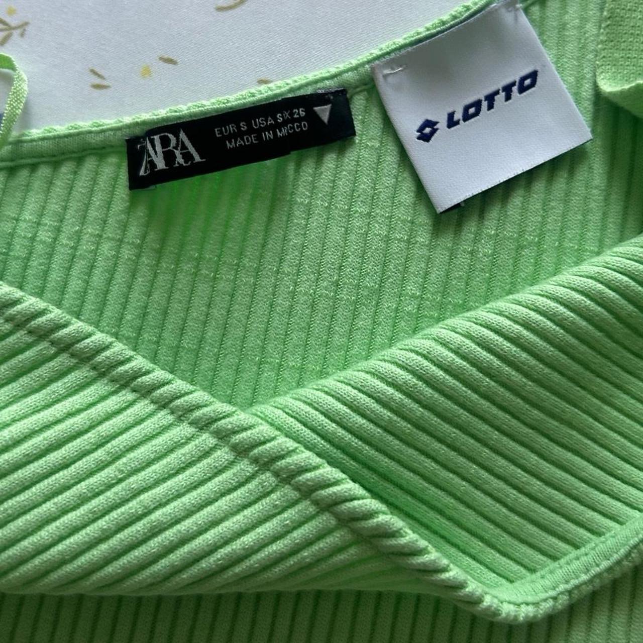 Zara collab with lotto one shoulder lime green tank... | Depop