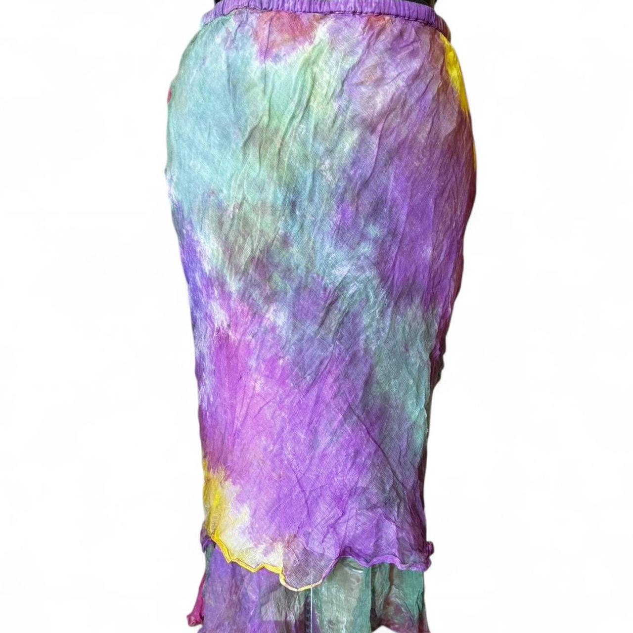 Vintage Phool Tie-Dye Crinkle Skirt Size... | Depop