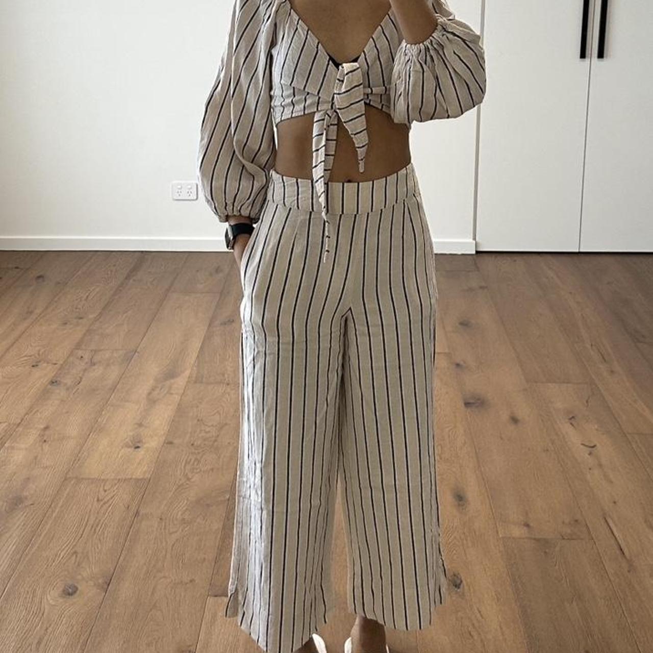 Glassons linen striped set. Selling as a set, worn... | Depop