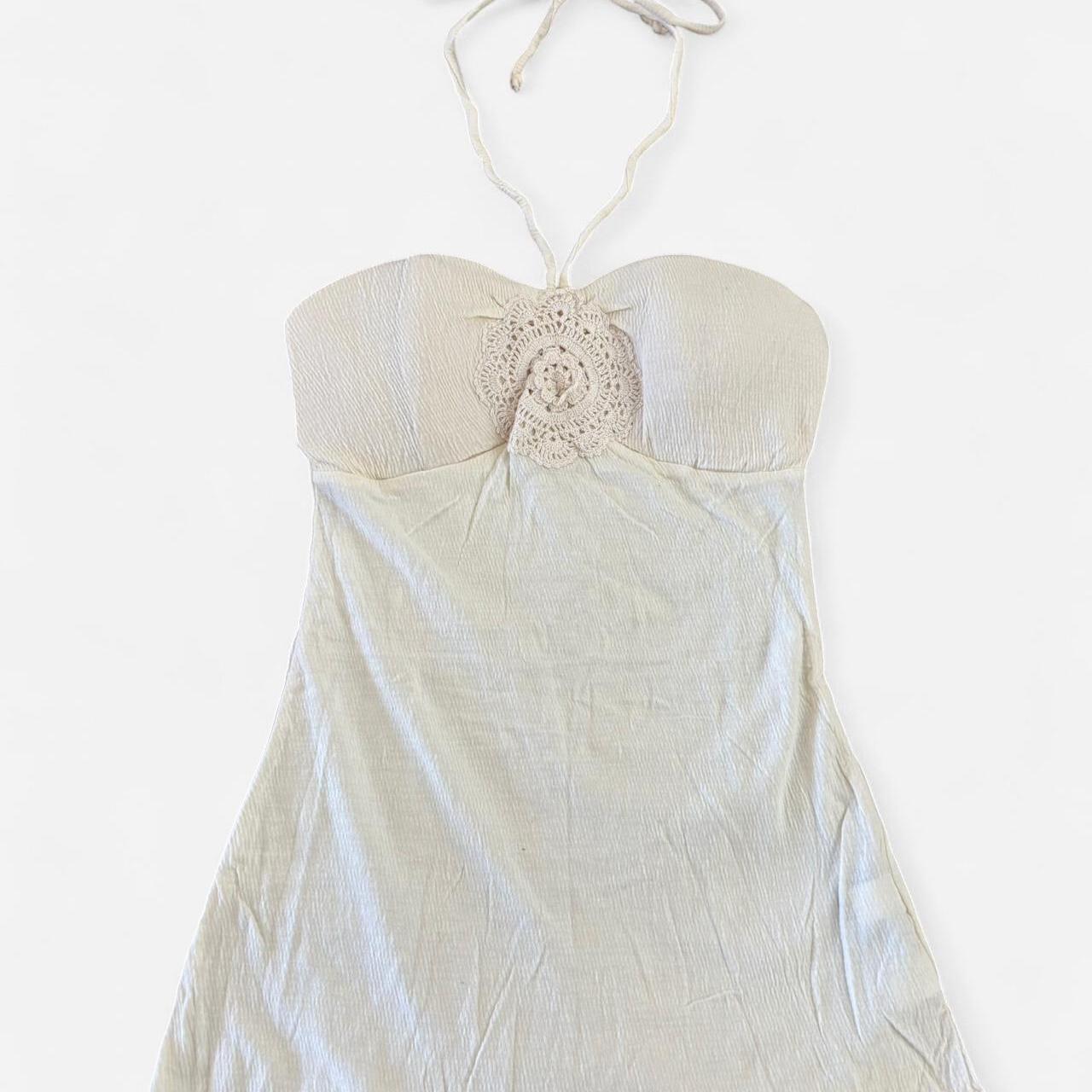 🆕 Cream halter top with crochet detail by SelfEsteem... | Depop
