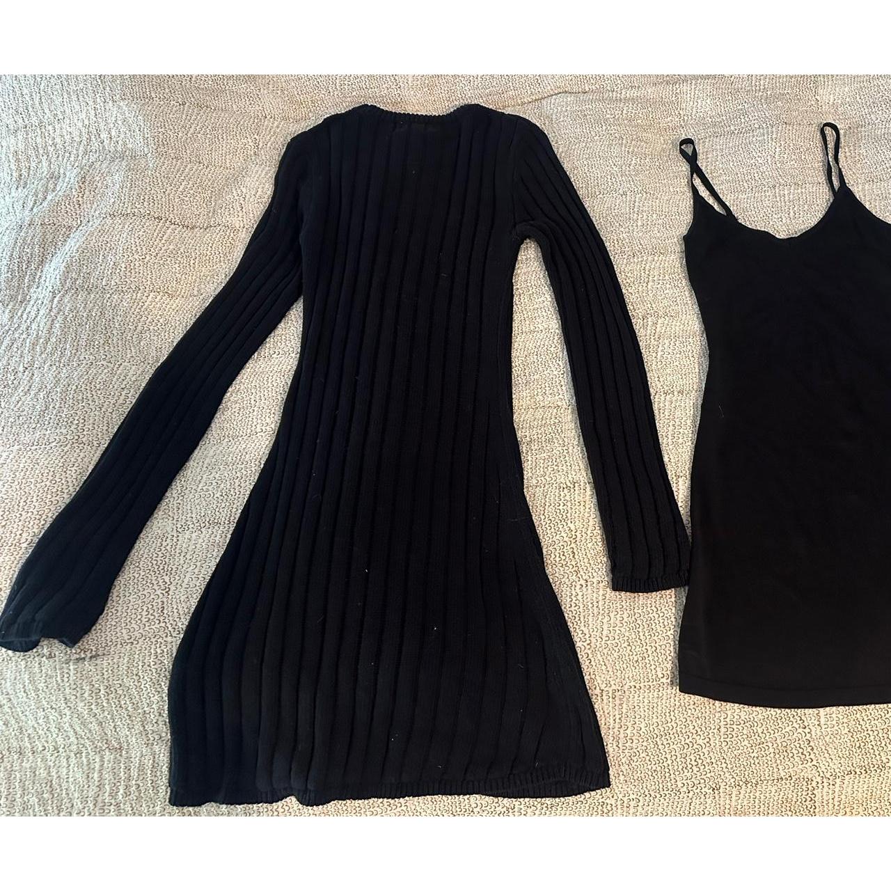 Diish Black ribbed knit dress with long sleeves... | Depop