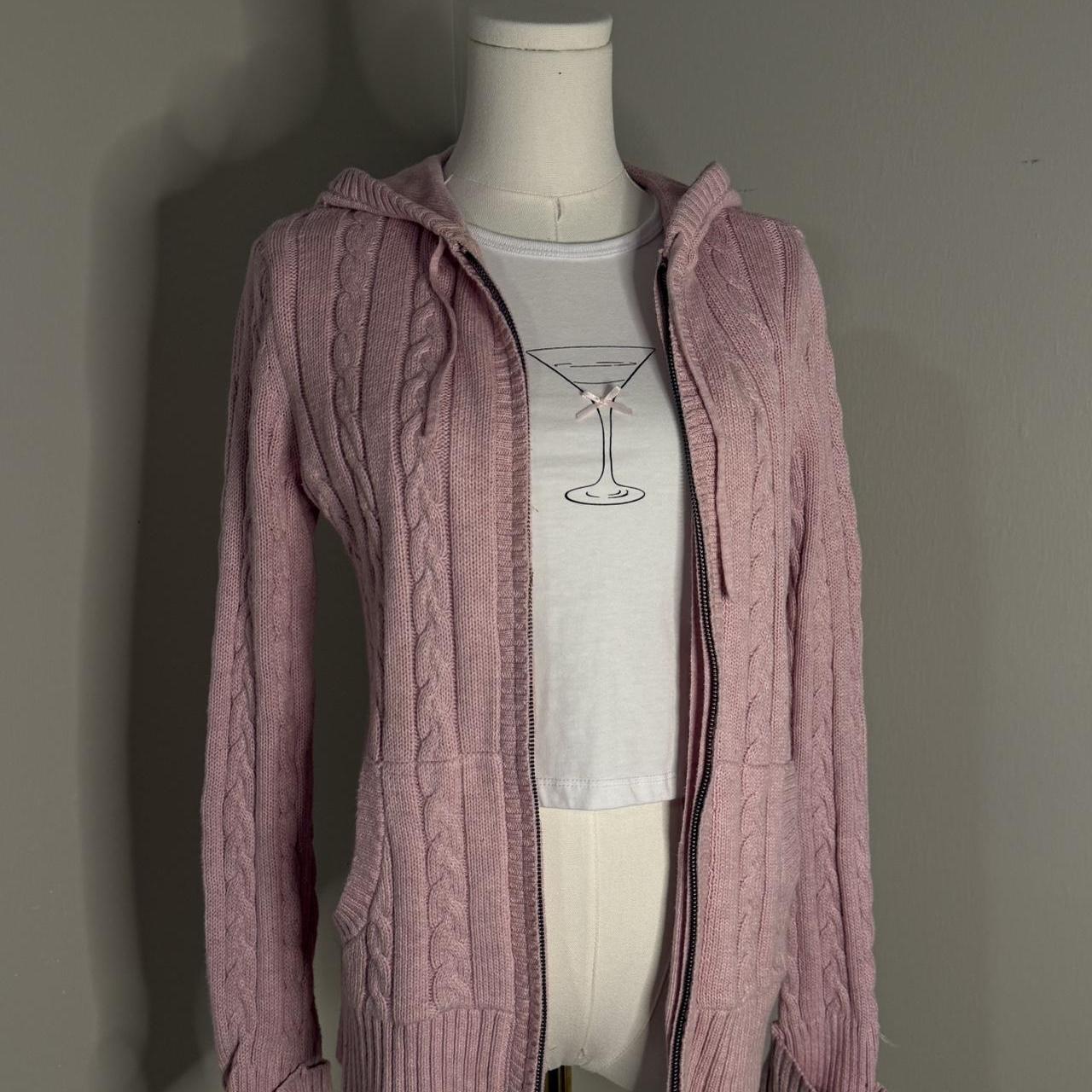 Adorable vintage Sonoma Pink cable knit zip up... | Depop