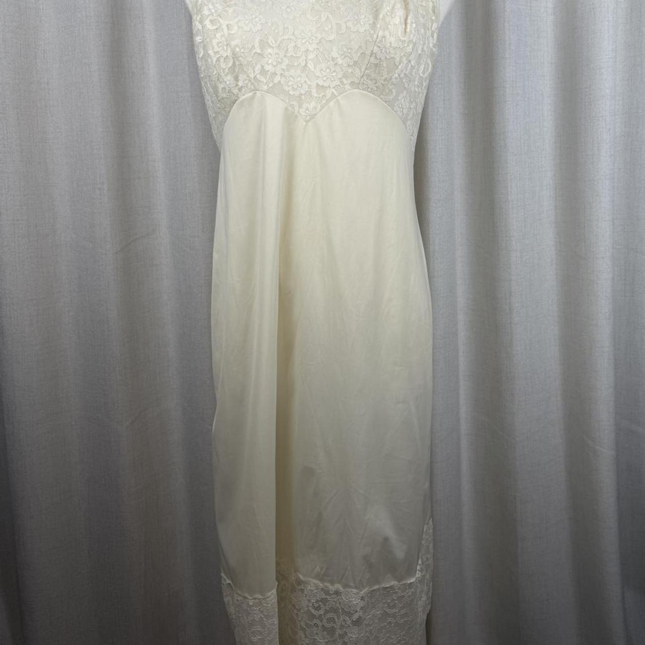 Vintage Cream lace slip dress with adjustable straps... | Depop