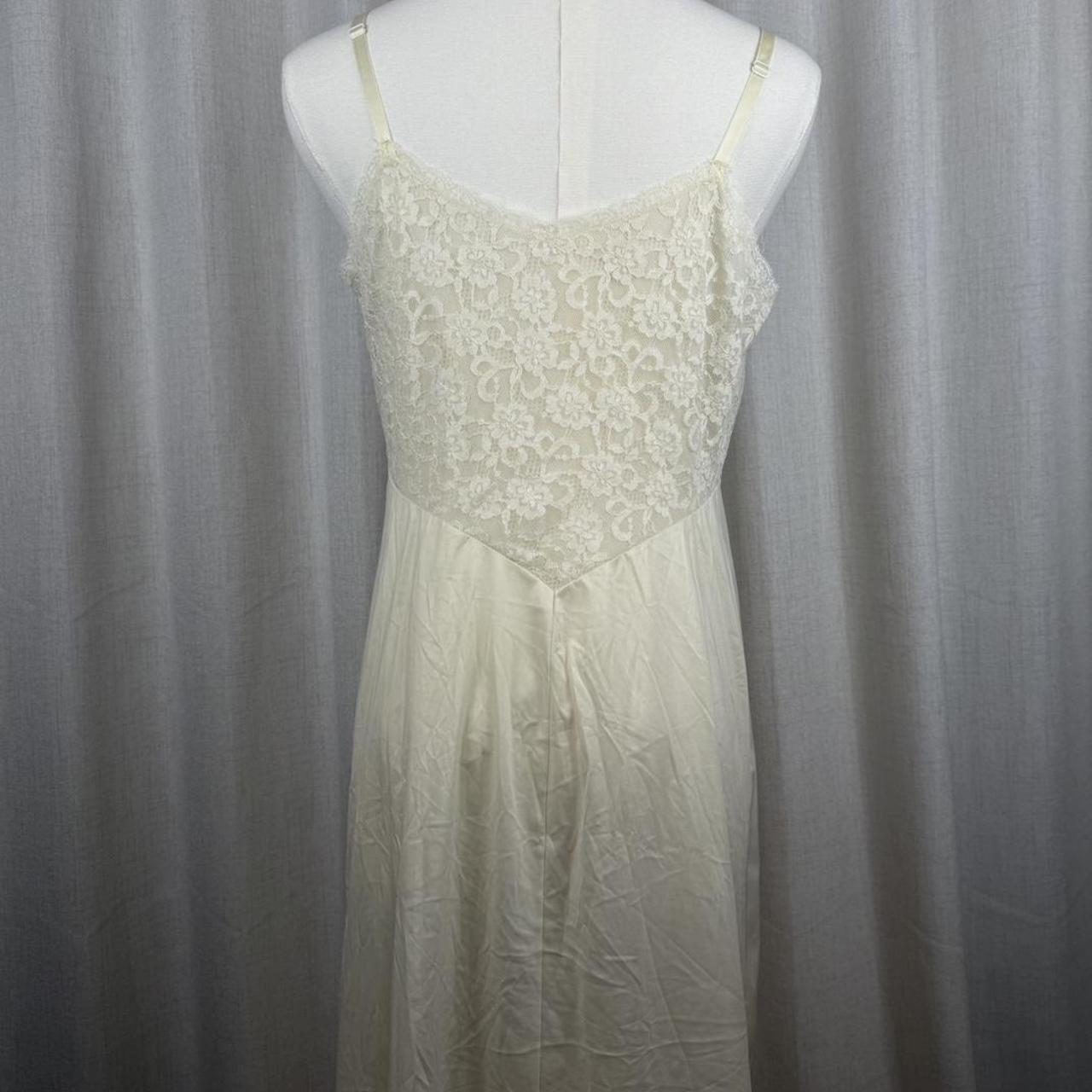 Vintage Cream lace slip dress with adjustable straps... | Depop