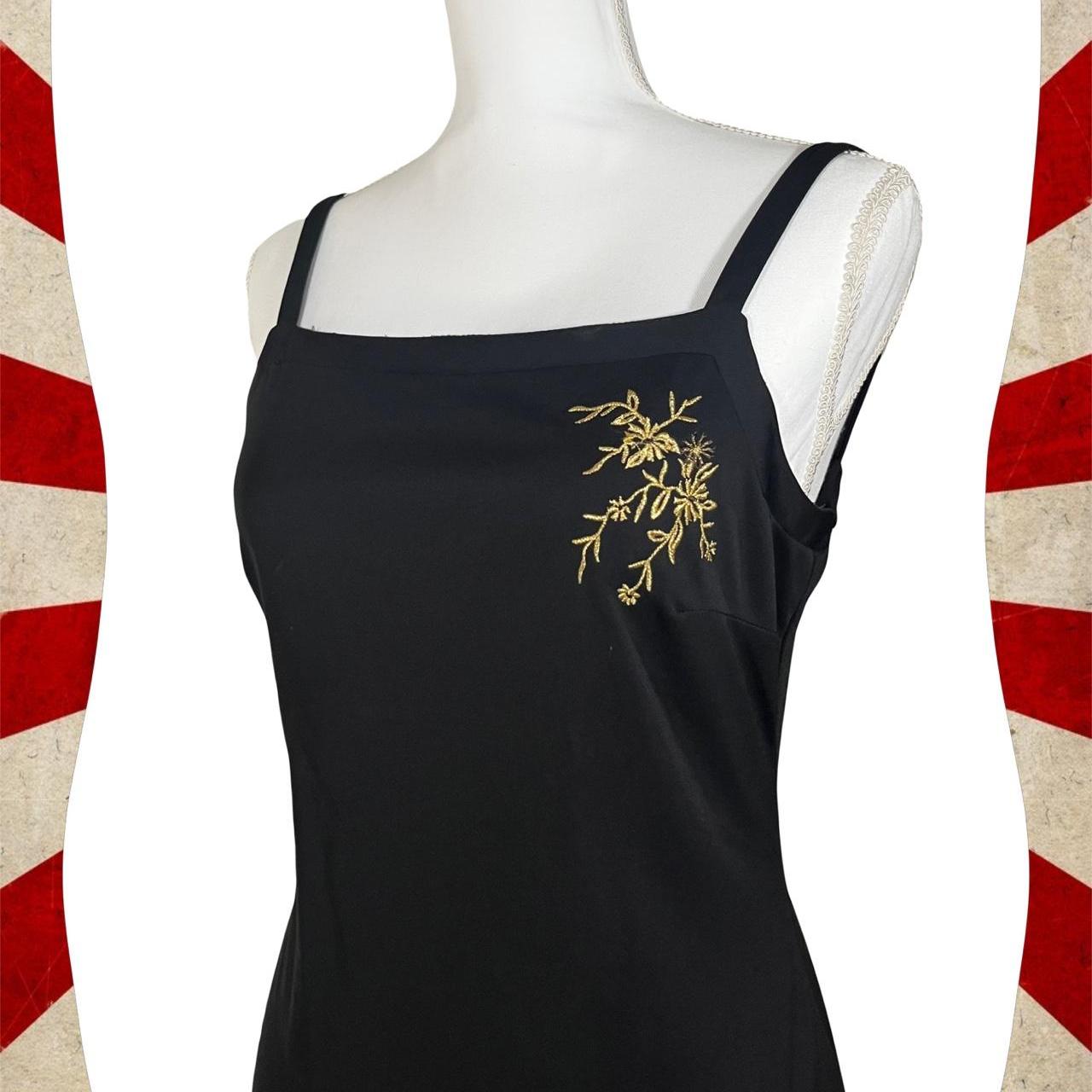 Vintage Rampage gold embroidered black maxi... | Depop