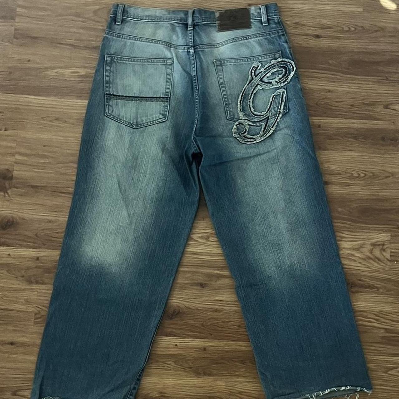 Blue baggy G Unit jeans with super sick wash and... | Depop